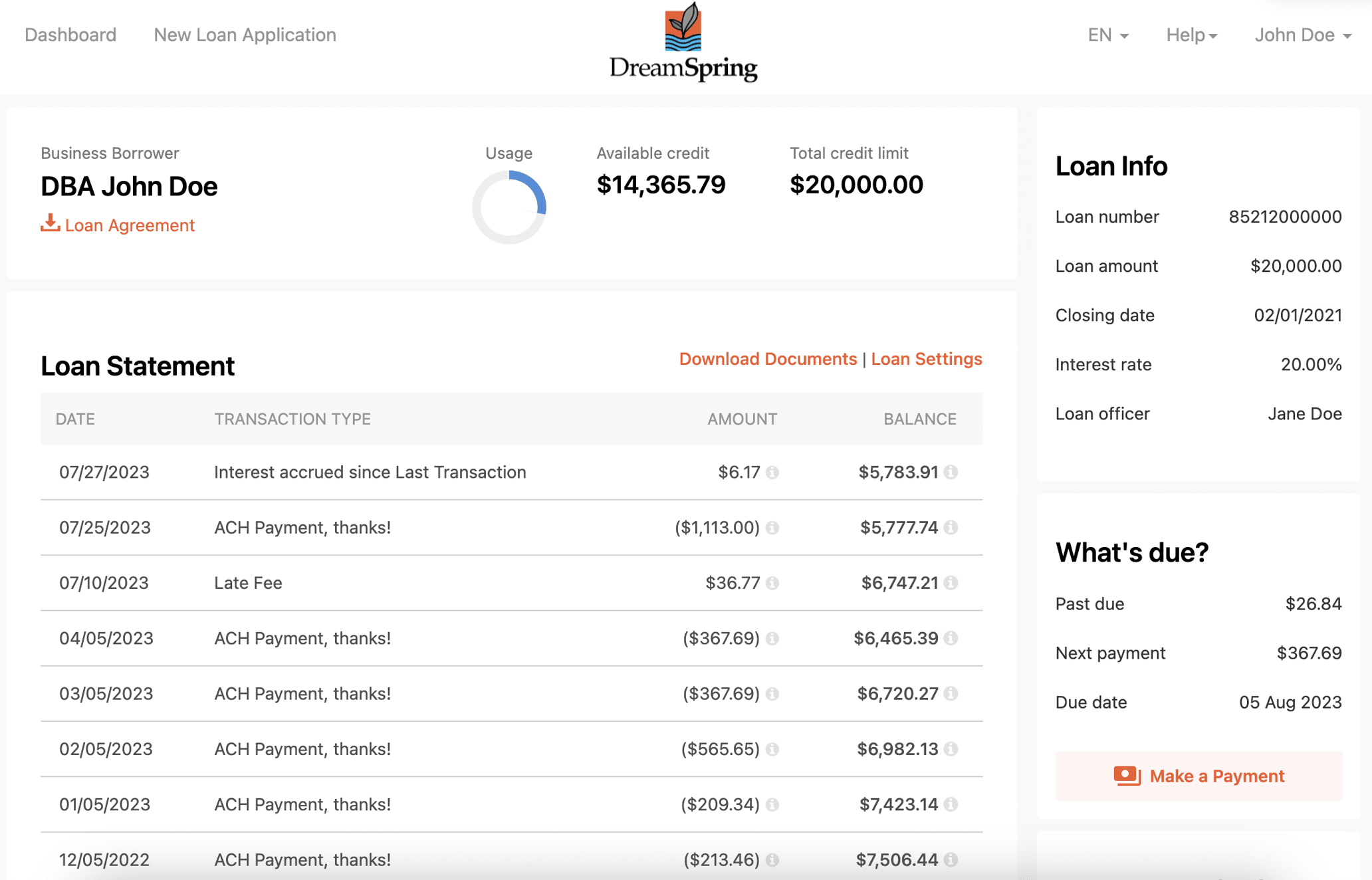 Understanding DreamSpring's electronic loan statements